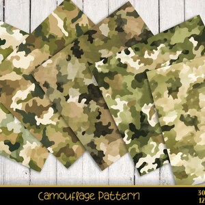 Green Camouflage Digital Paper Pack, Seamless Military Backgrounds ...