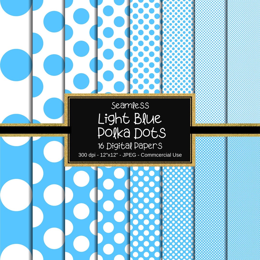 Light Blue Polka Dot Digital Paper: 12x12 Seamless Patterns (digital ...
