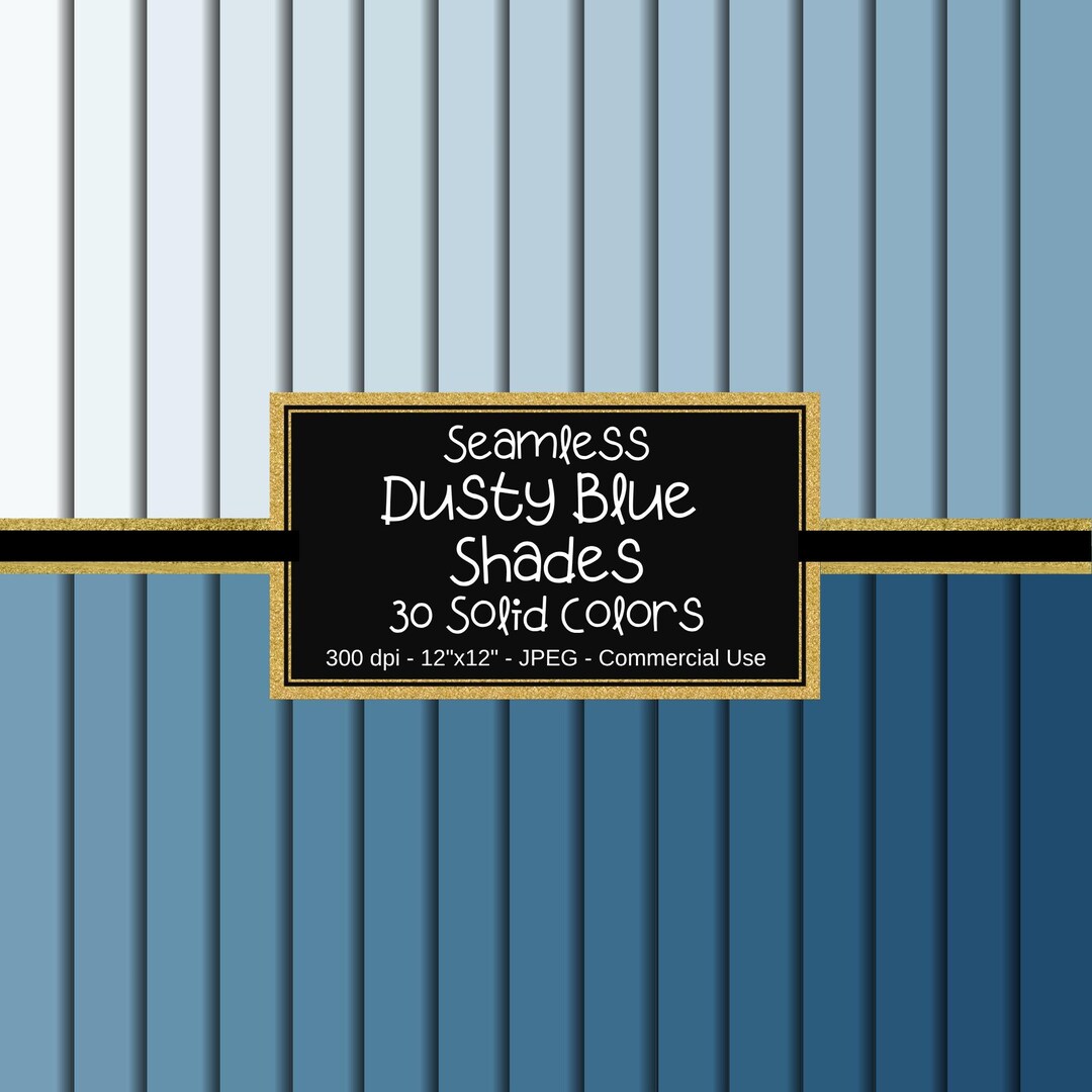 Shades of Dusty Blue Solid Color Digital Paper Pack, Blue, Solid ...