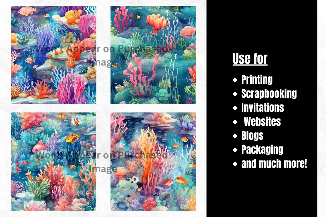 Underwater World Digital Paper, Under the Sea Background, Nature Ocean ...