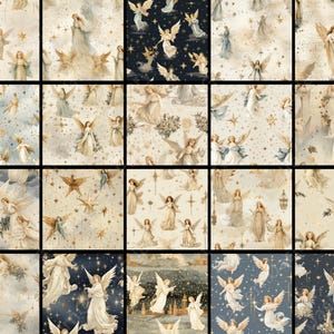 Angels and Stars Vintage Digital Paper Pack - Set of 20, Instant ...