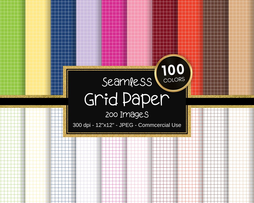 Grid Check Digital Paper Set, Seamless Pattern, Crosshatch Squares, 100 ...
