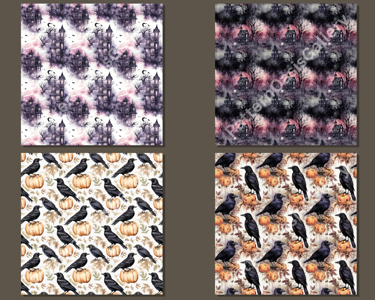 Watercolor Halloween Seamless Patterns, Halloween Digital Papers, 20 ...