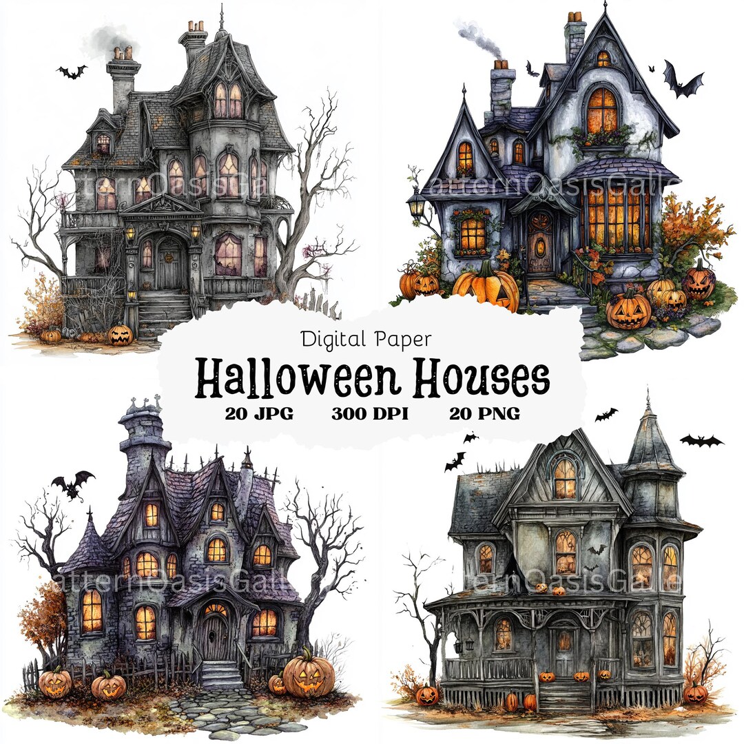 20 Halloween House Clipart, Halloween Pumpkin Clip Art, Halloween ...