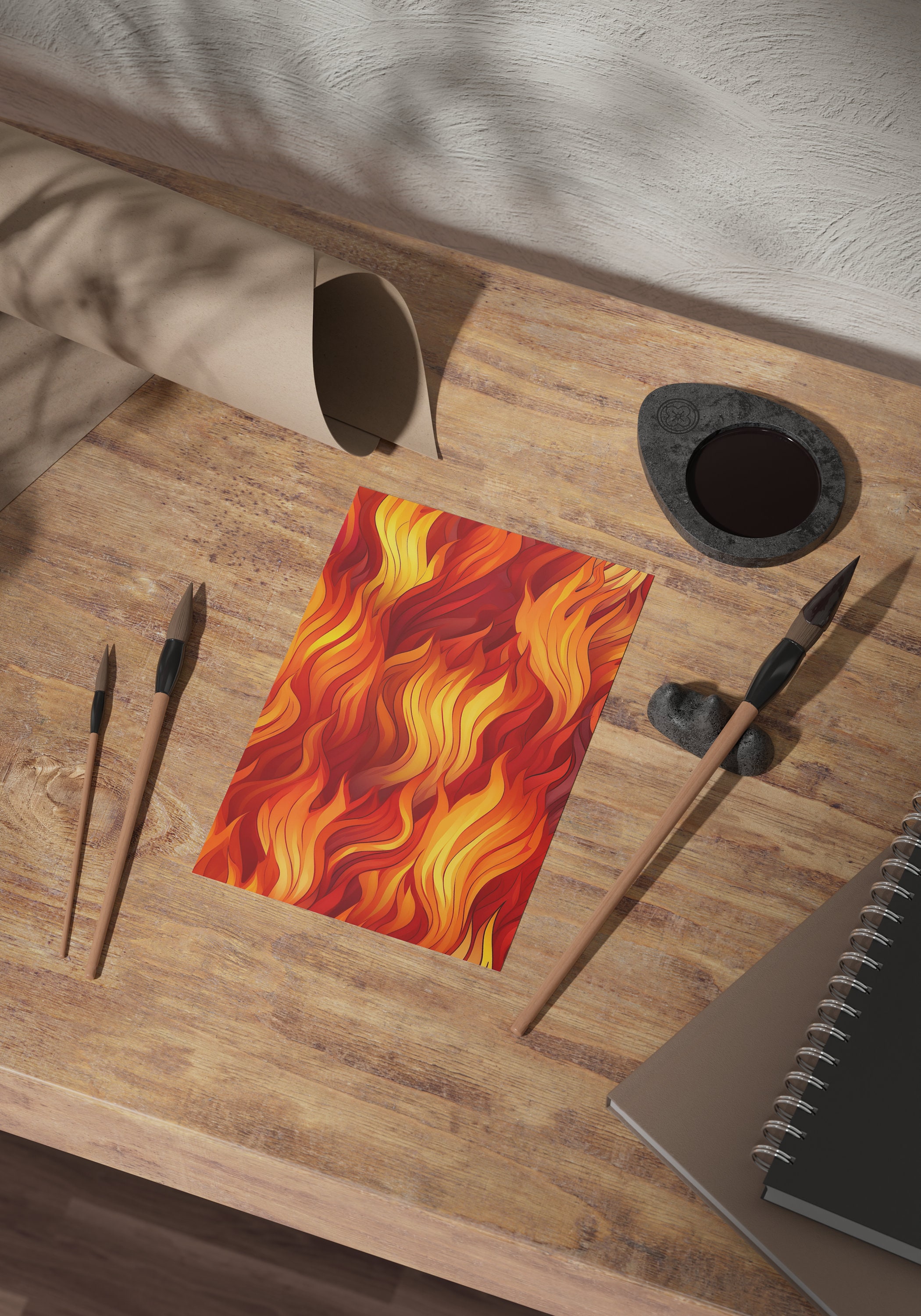 Flames and Fire Patterns, Seamless Digital Paper, Fire Digital Paper ...