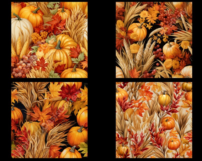 Watercolor Fall Seamless Patterns, Thanksgiving Digital Papers, Autumn ...