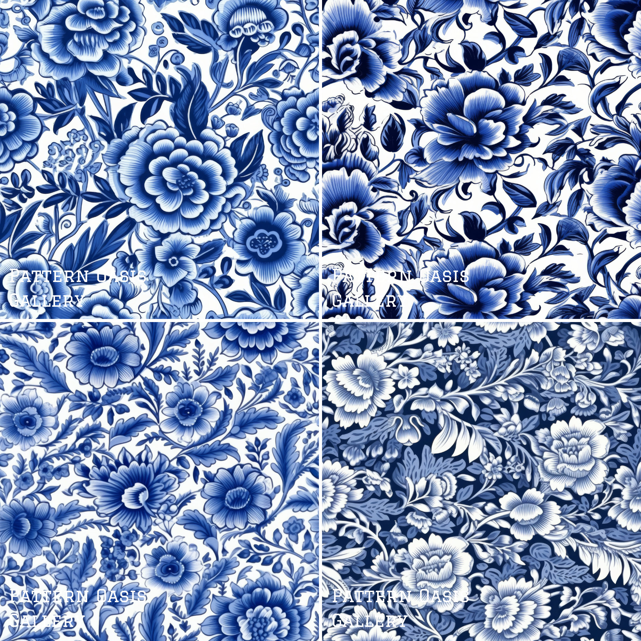 Blue and White Porcelain Seamless Pattern, Blue Delft Digital Paper, 12 ...
