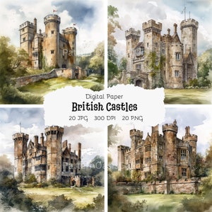 20 British Castles Clipart, Medieval Clipart, Castle Landscape ...