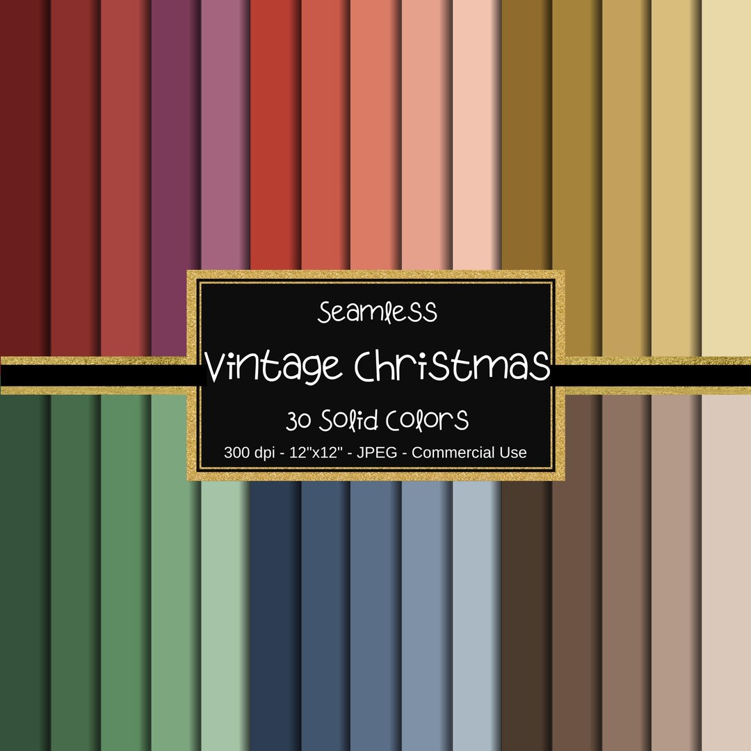 Vintage Christmas Solid Color Digital Paper Pack, Solid Background ...