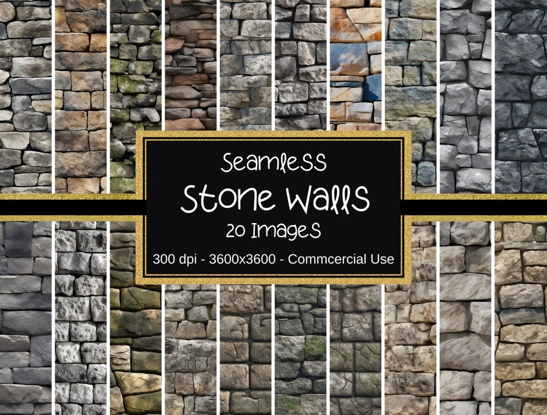 20 Stone Walls Seamless Patterns - Instant Download, Commercial Use ...