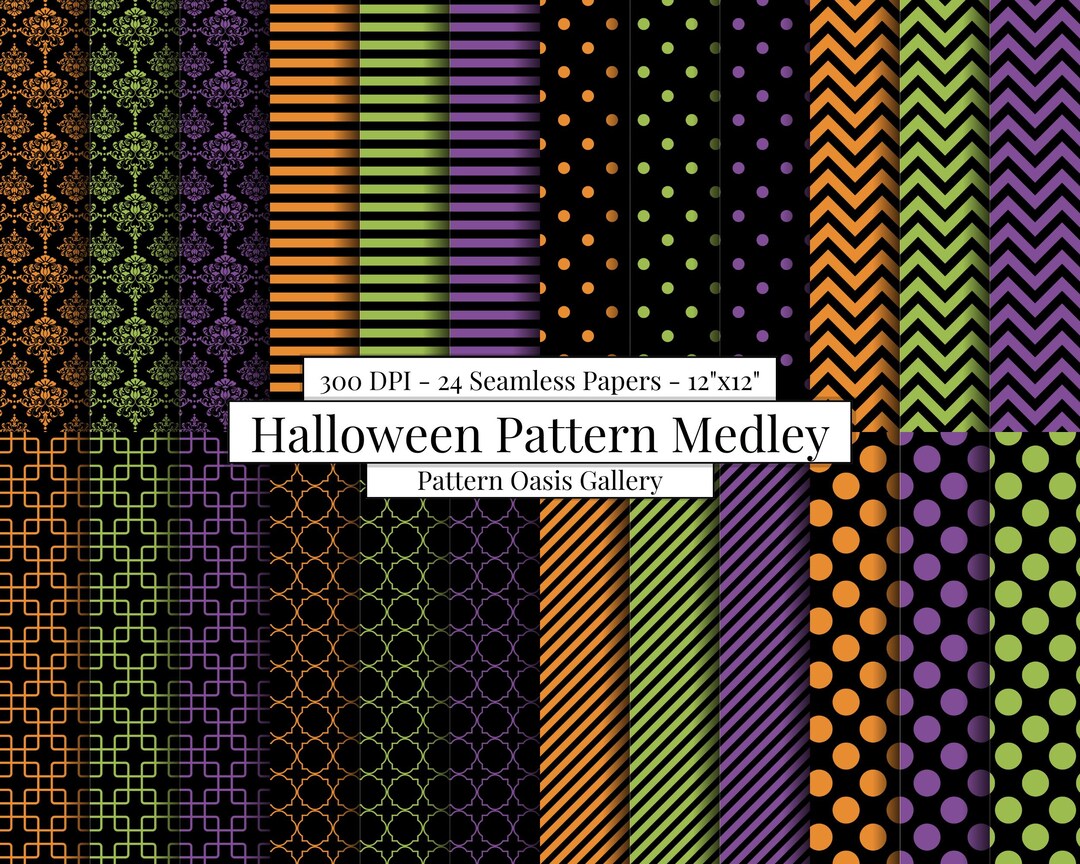 Halloween Seamless Digital Paper, 12"x12", 24 Papers, Trick or Treat ...
