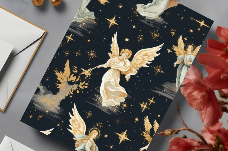 Angels and Stars Vintage Digital Paper Pack Set of 20, Instant Download ...