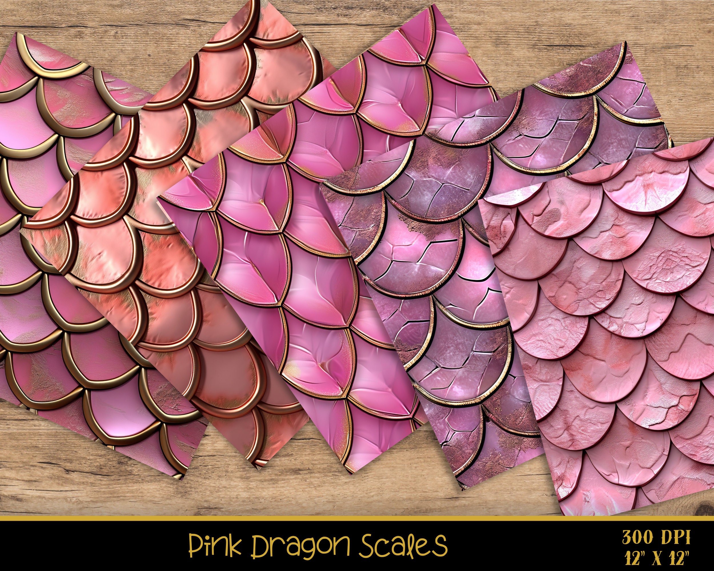 Dragon Scales Seamless Digital Paper, Pink Bronze Dragon Scales, Dragon ...