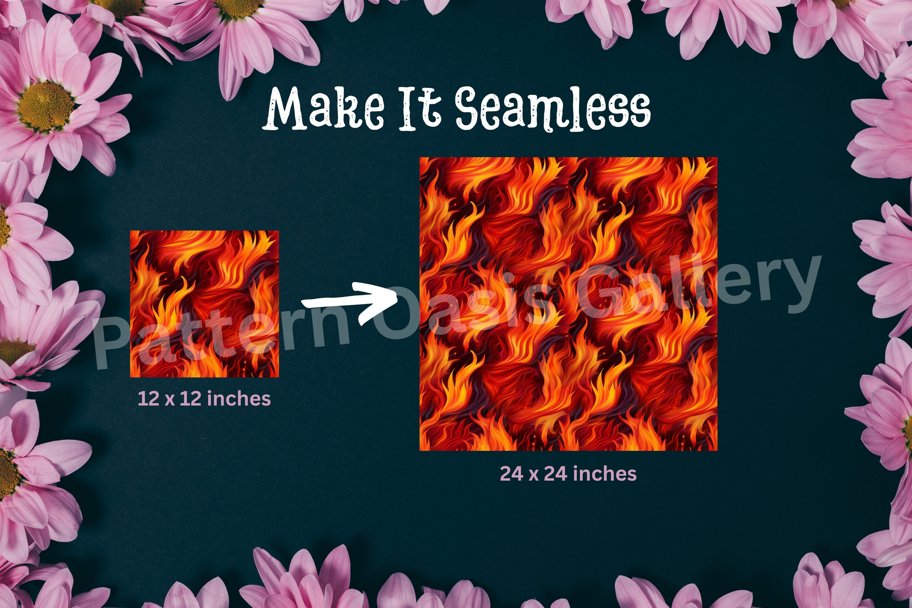 Flames and Fire Patterns, Seamless Digital Paper, Fire Digital Paper ...