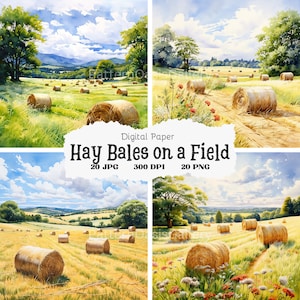 20 Summer Hay Bales Images, Hay Bales Clipart, Summer Landscape ...