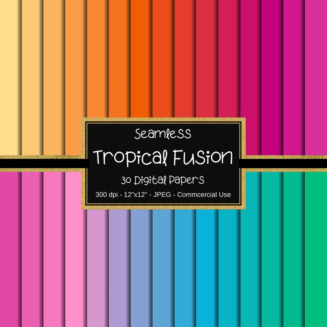 Tropical Fusion Solid Color Digital Paper Pack, Solid Background, Base ...