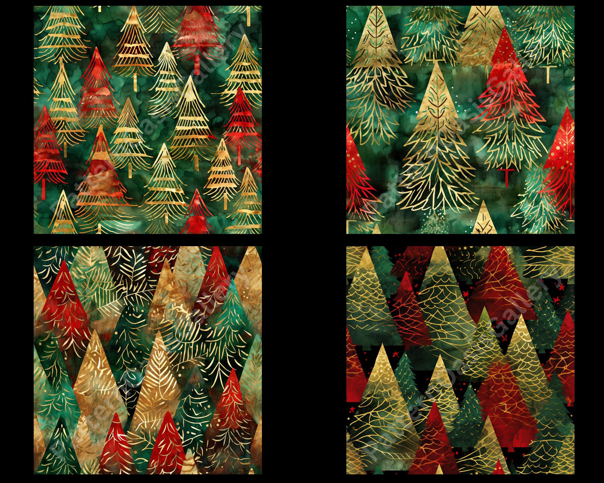 Christmas Trees Seamless Digital Paper, Distressed Christmas Trees ...
