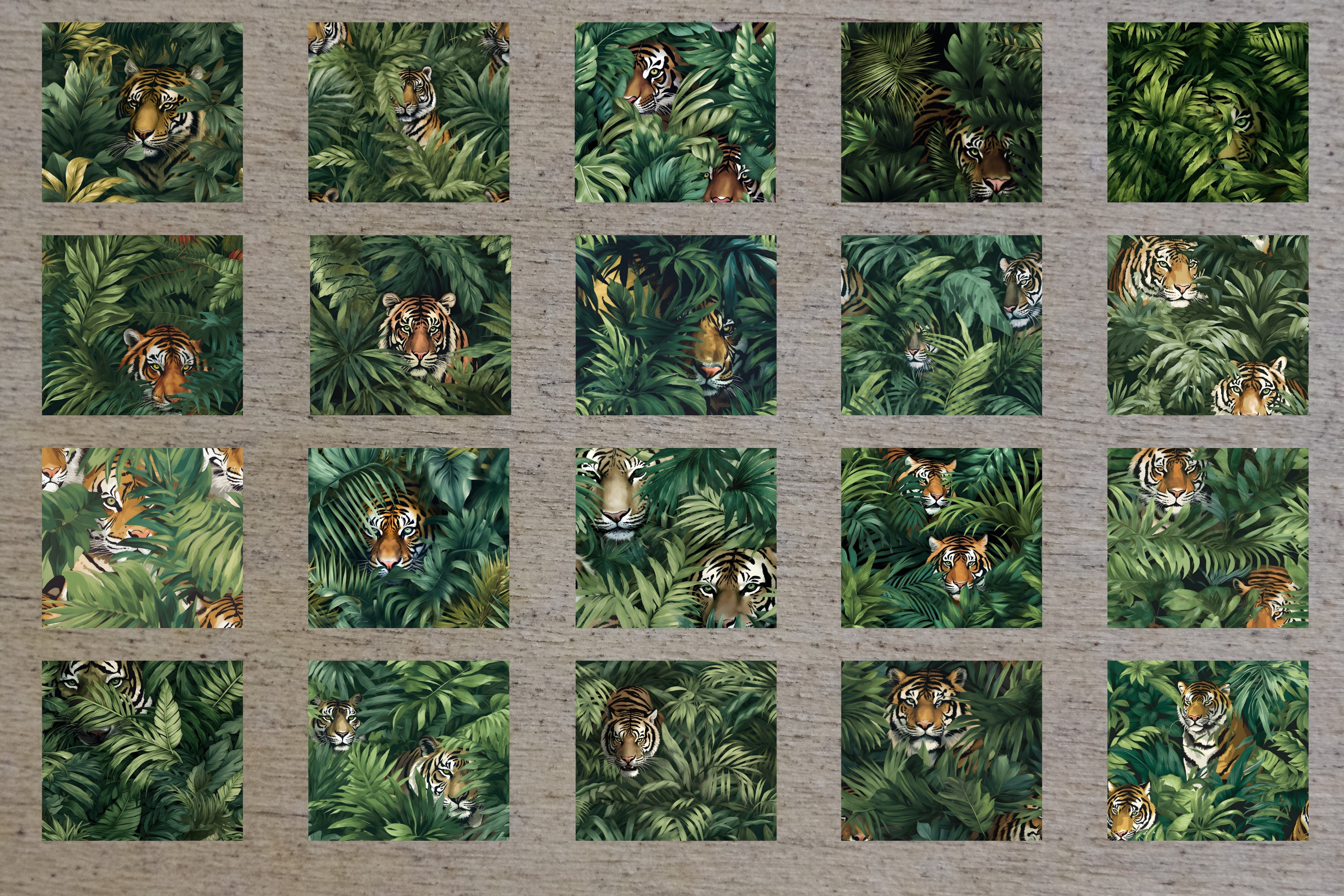 Tiger Seamless Digital Papers, Tiger Patterns, Jungle Pattern, 12"x12", 20 Designs, Printable ...