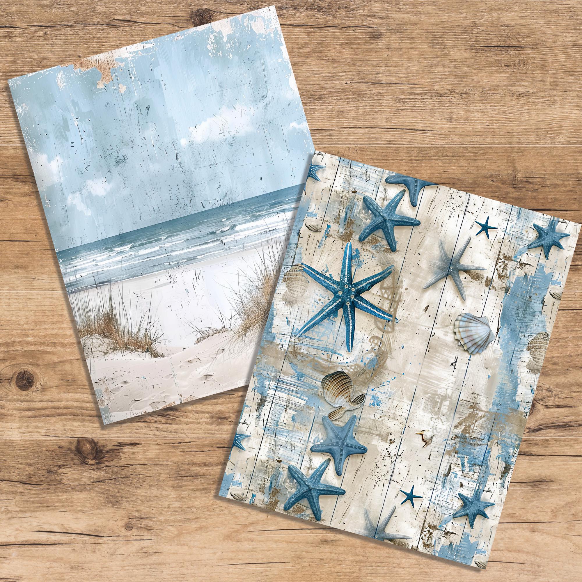 Ocean Junk Journal Pages, Full and Half Papers, Beach Shabby Chic ...
