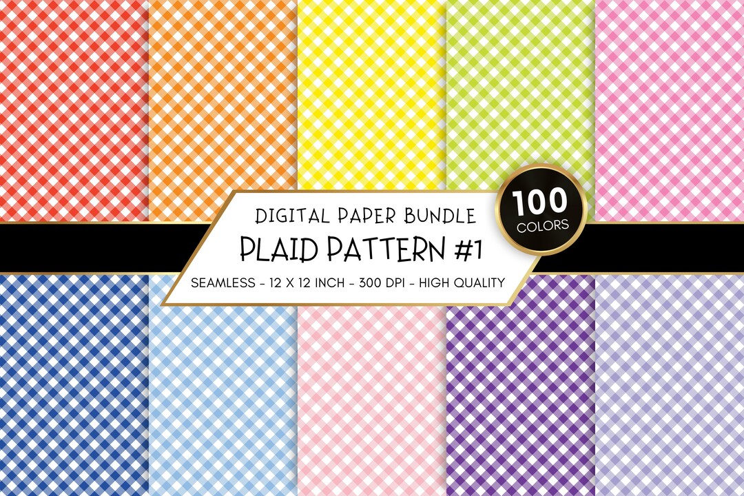 100 Seamless Plaid Digital Papers, Plaid Pattern, 100 Colors, Kilt ...