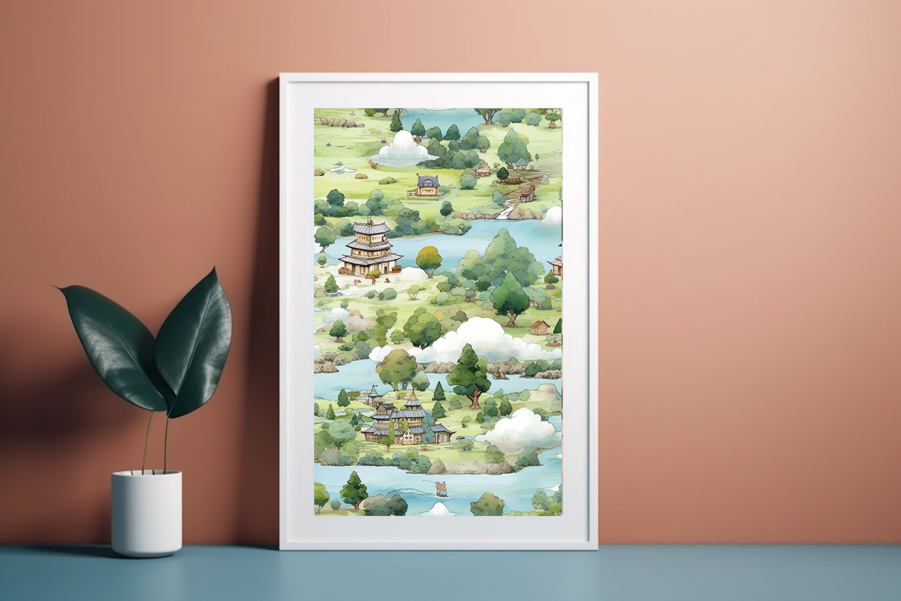 Studio Ghibli Style Seamless Background Patterns, Landscapes, Printable ...