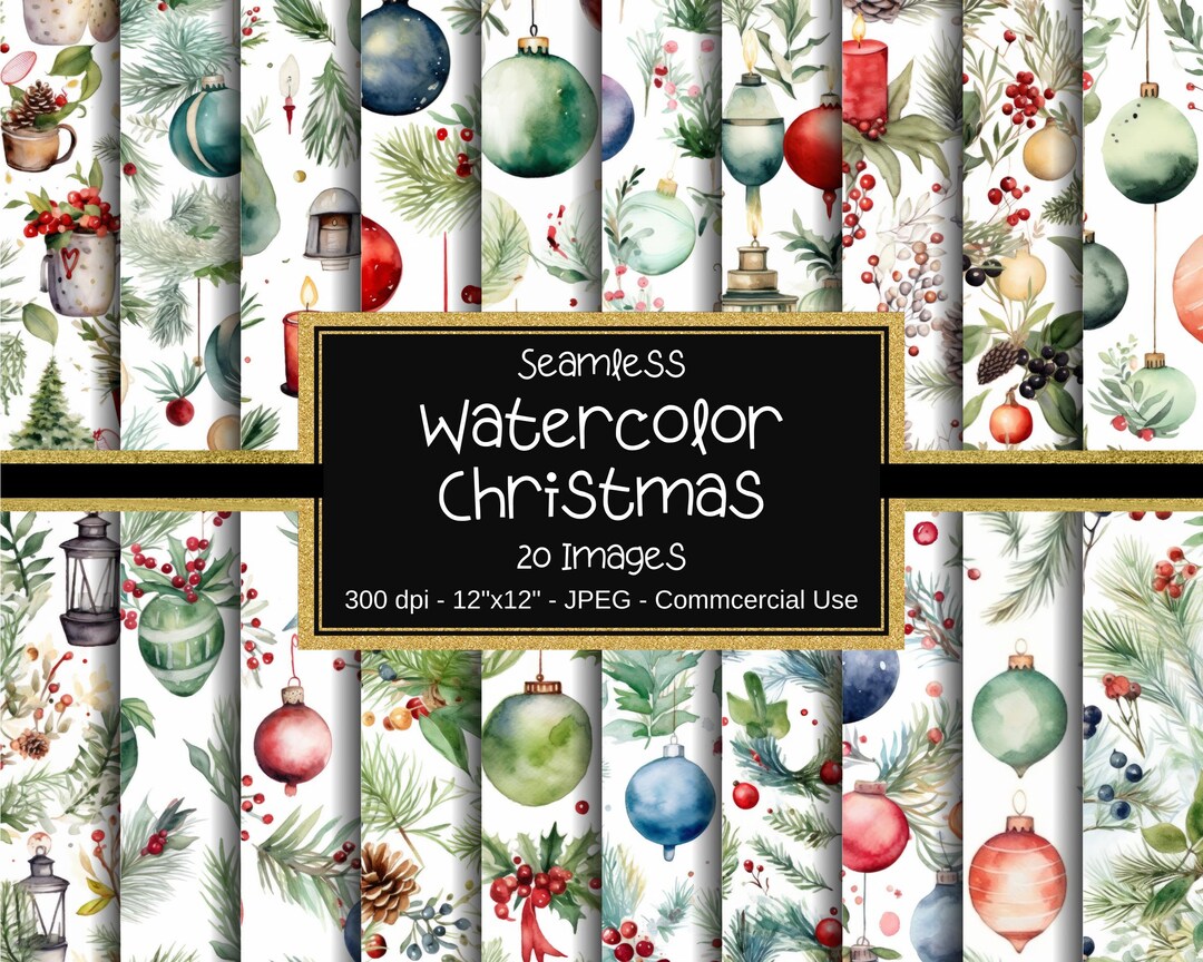 Watercolor Christmas Seamless Digital Paper, Christmas Seamless ...