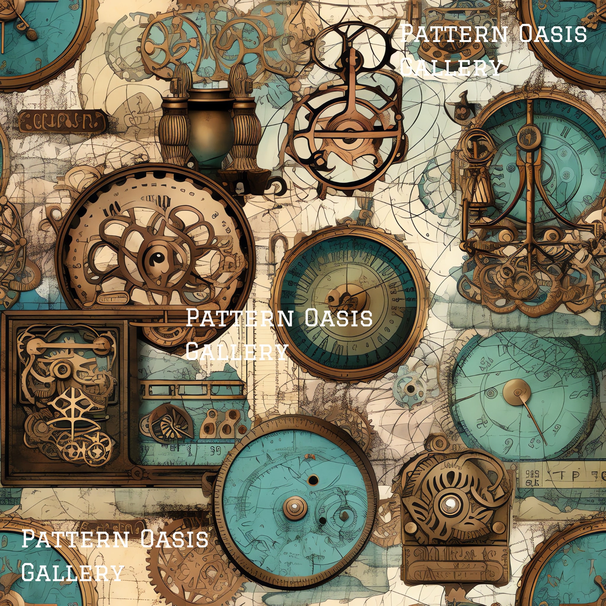 Grunge Steampunk Seamless Digital Paper, Steampunk Patterns, Steampunk Ephemera Digital Paper ...