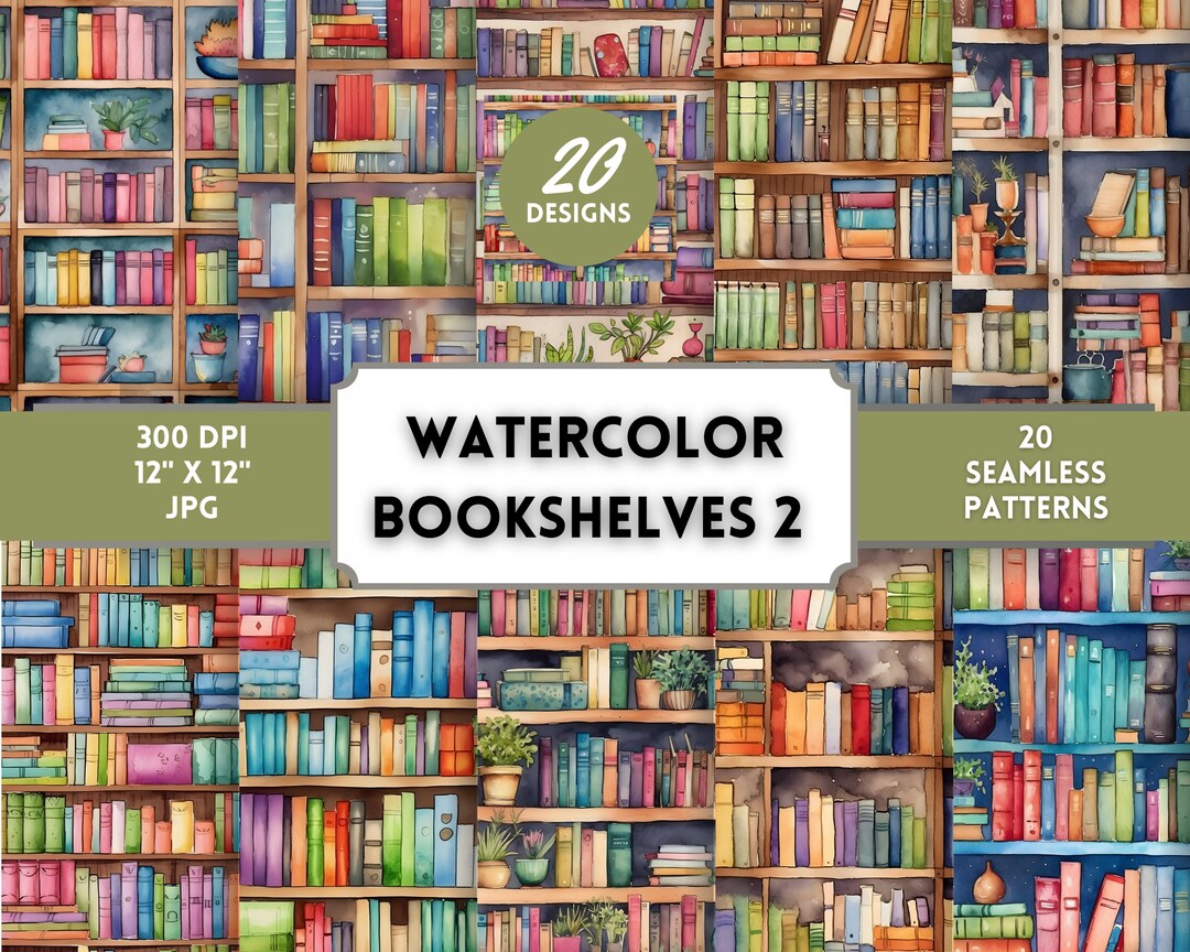 Bookshelf Digital Paper Pack Set of 20 High-quality, Instant Download ...
