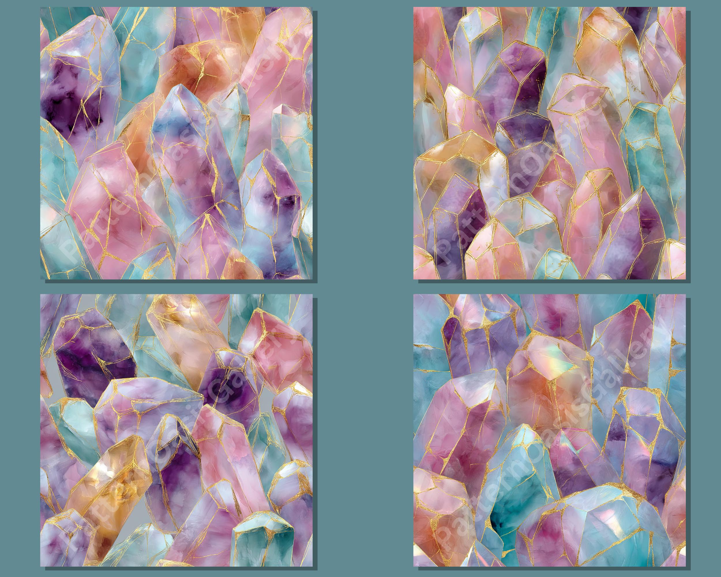 Crystal Texture SEAMLESS Digital Paper, Abstract Crystal Pattern ...