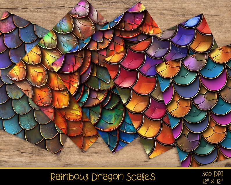 Dragon Scales Seamless Digital Paper, Rainbow Bronze Dragon Scales ...