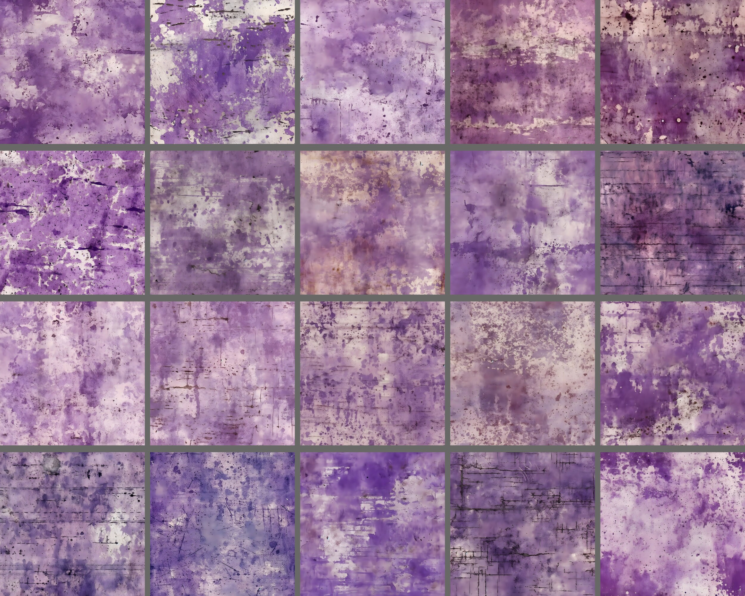 Seamless Grungy Shades of Purple Digital Paper, Distressed Textures ...