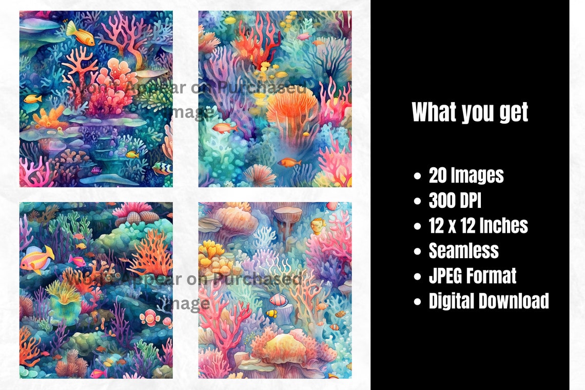 Underwater World Digital Paper, Under the Sea Background, Nature Ocean ...