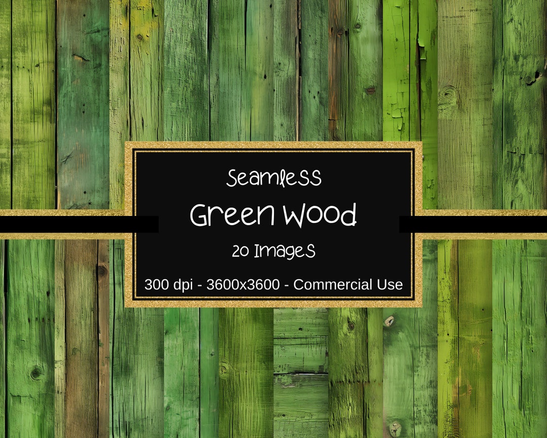 Rustic Wood Seamless Patterns, Green Wood Textures Digital Paper, 12 ...