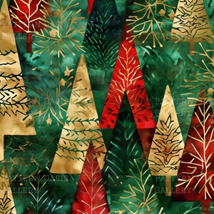Christmas Trees Seamless Digital Paper, Distressed Christmas Trees ...