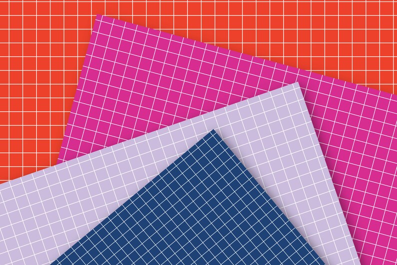 Grid Check Digital Paper Set, Seamless Pattern, Crosshatch Squares, 100 ...