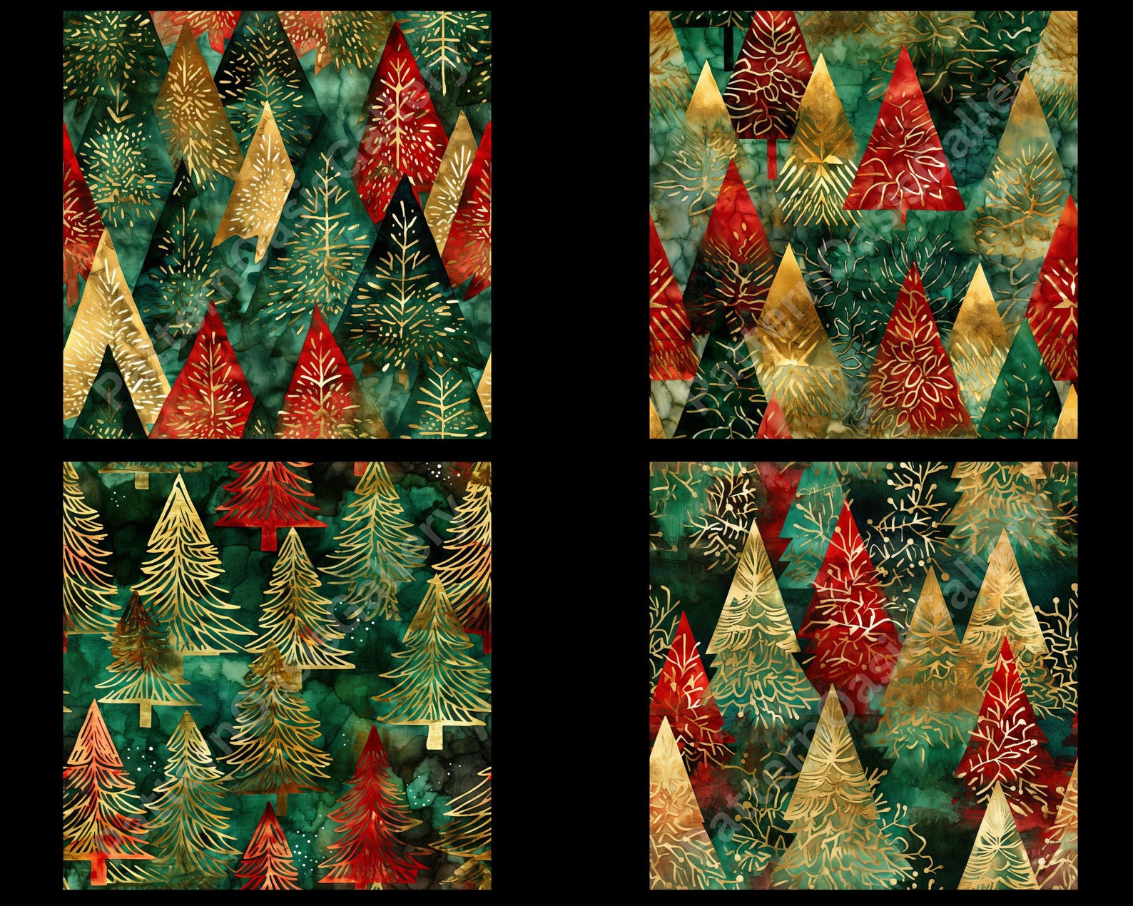 Christmas Trees Seamless Digital Paper, Distressed Christmas Trees ...