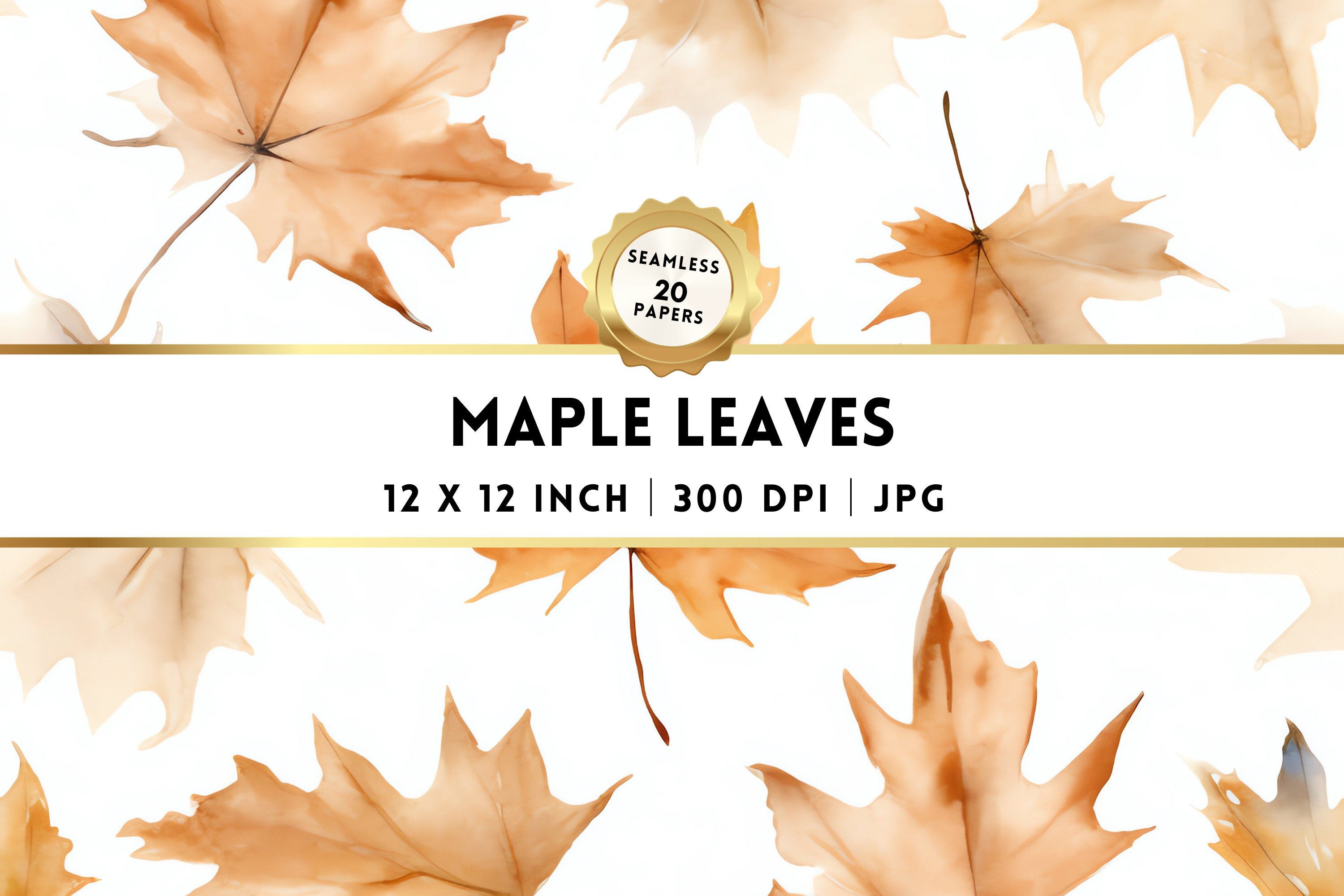 Maple Leaves Digital Paper Leaf Background, Scrapbook Paper Pack ...