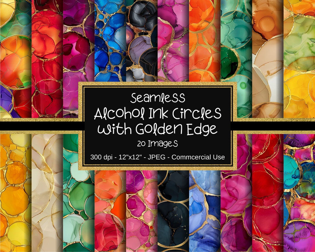 Alcohol Ink Circles SEAMLESS Patterns, Colorful Alcohol Ink Digital ...