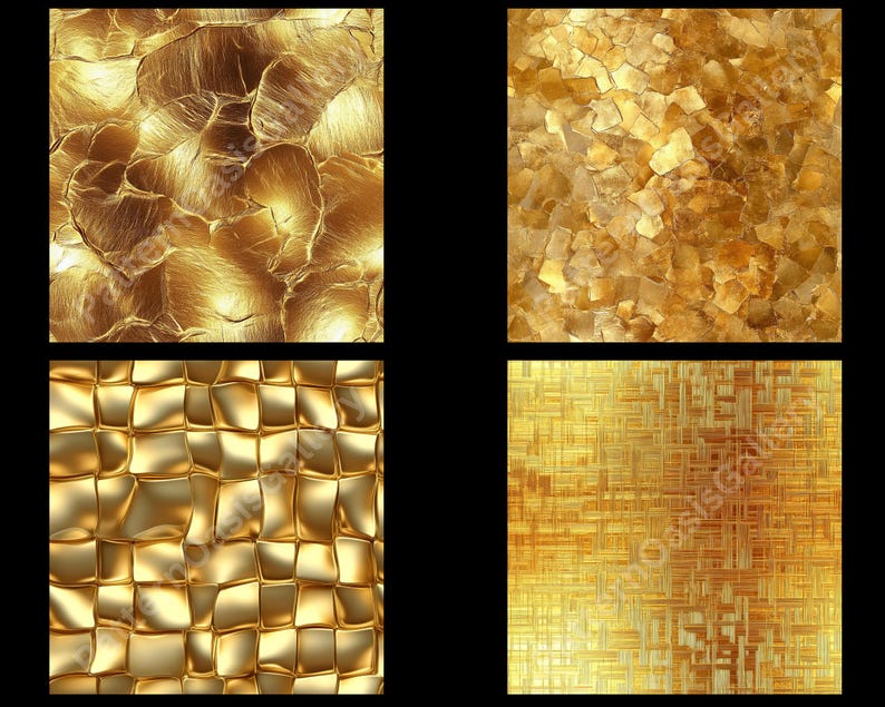 Gold Textures Seamless Digital Paper, Abstract Golden Patterns, Gold ...