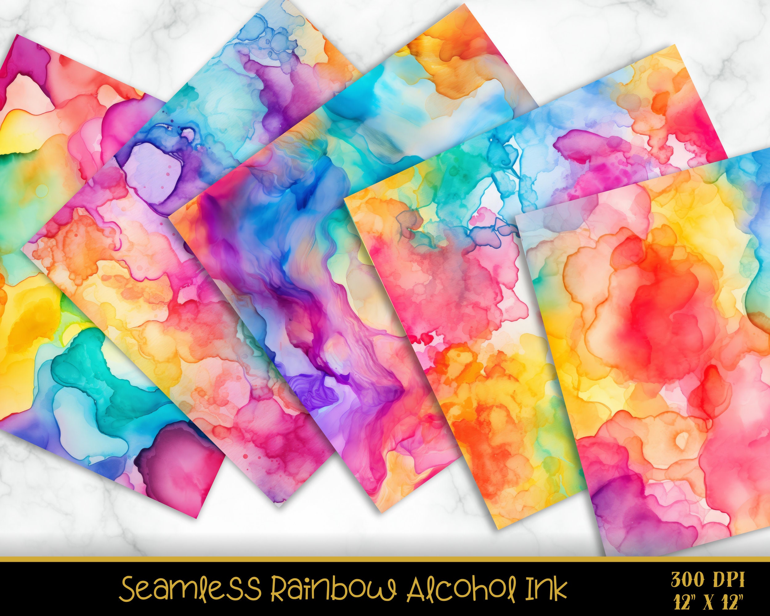 Alcohol Ink SEAMLESS Rainbow Patterns, Alcohol Ink Digital Paper, 20 ...