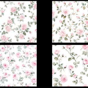 Vintage Pink Rose Seamless Digital Paper, Pink Watercolor Roses ...