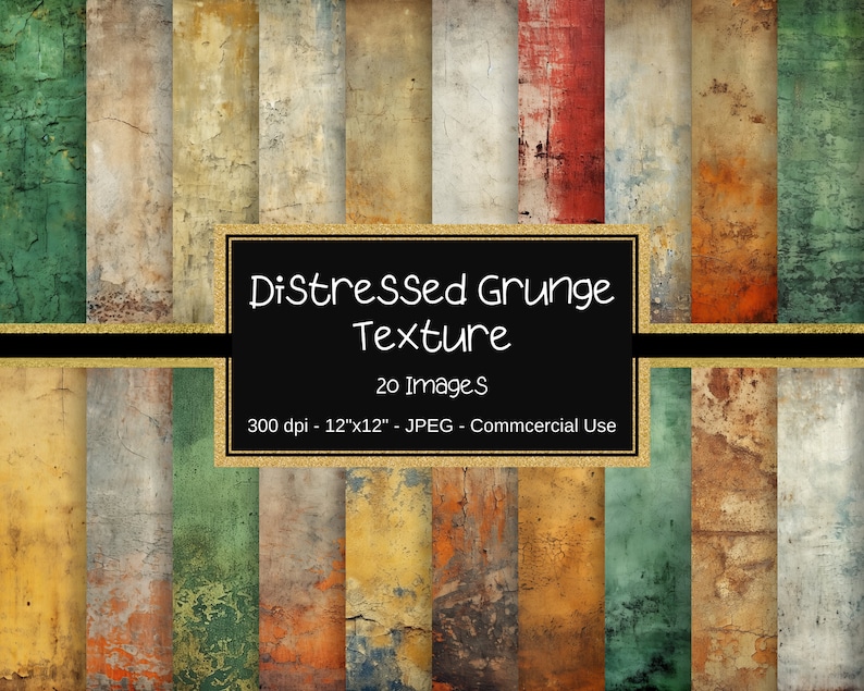 Grunge Texture Digital Paper Pack, Distressed Vintage Backgrounds ...