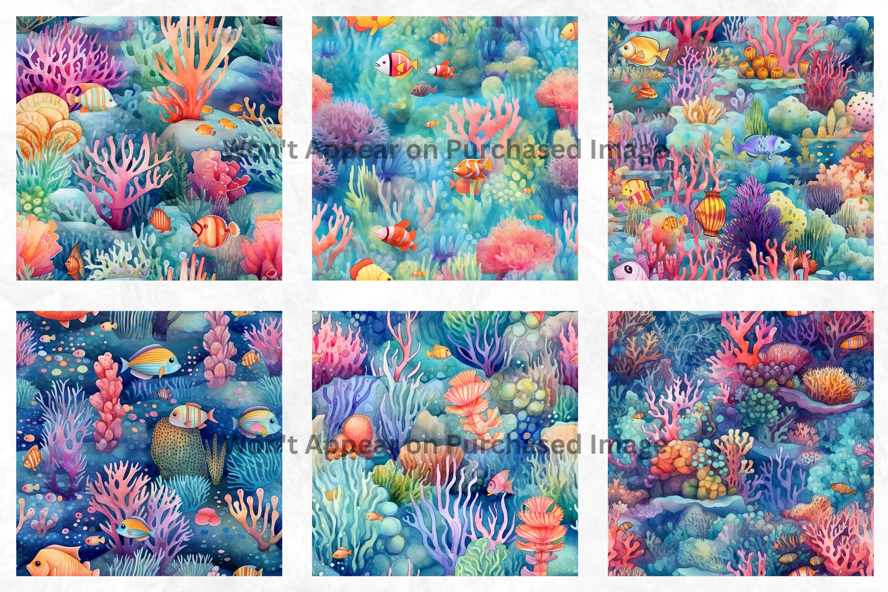 Underwater World Digital Paper, Under the Sea Background, Nature Ocean ...
