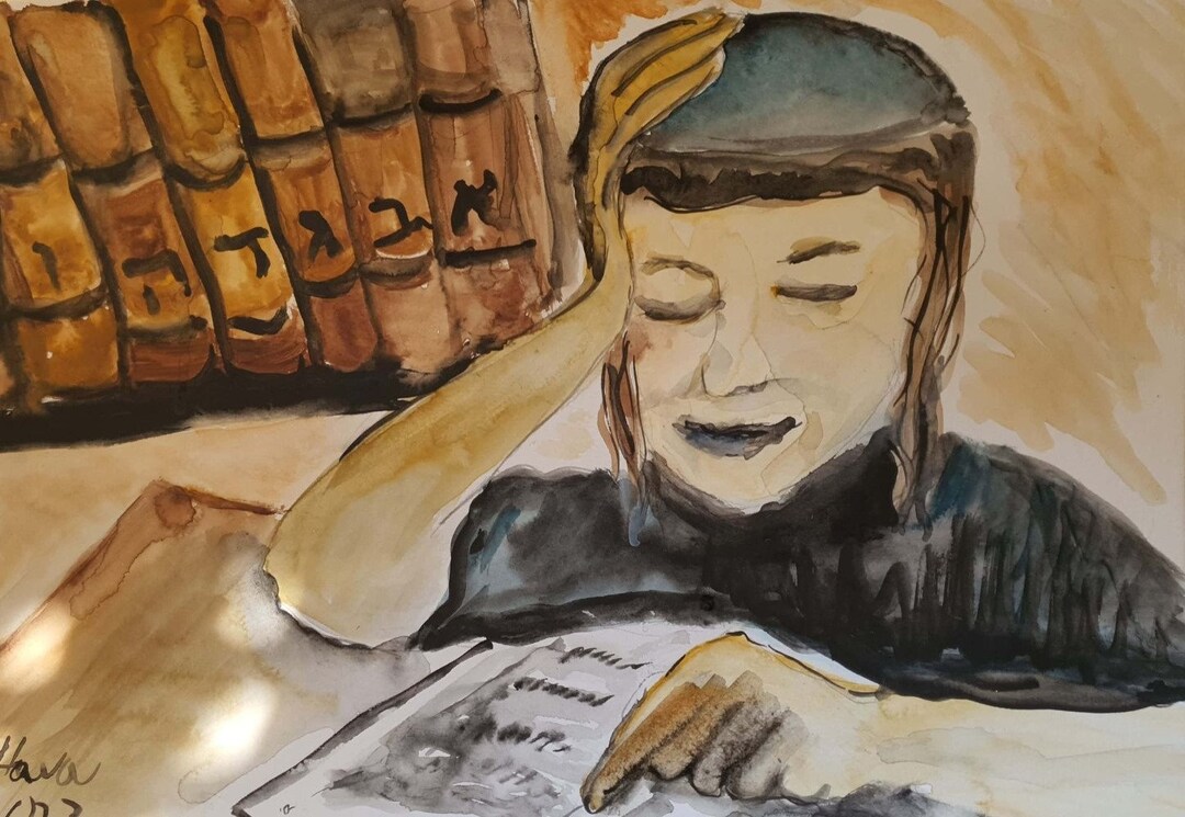 A Boy Studies Torah # Judaica # Drawing Water # Israel # Jewish # - Etsy