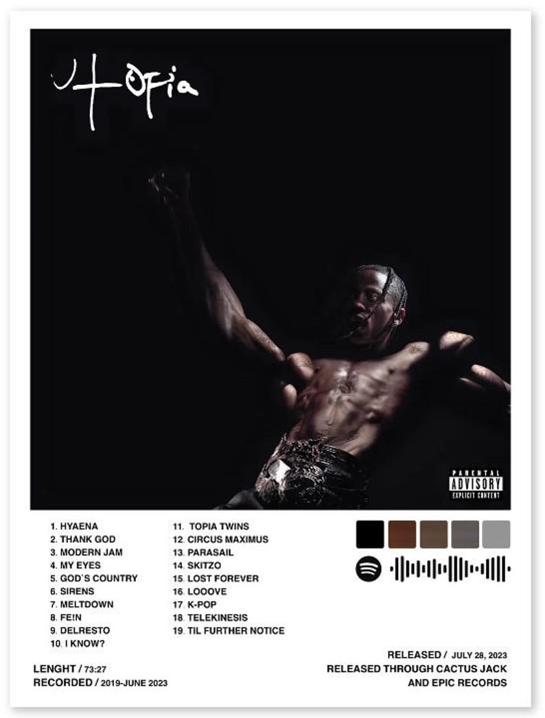 Travis Scott Utopia- Album Cover, Digital Print, Wall Art, Design ...