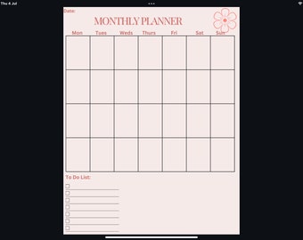 Minimalist Digital Monthly Planner - Etsy