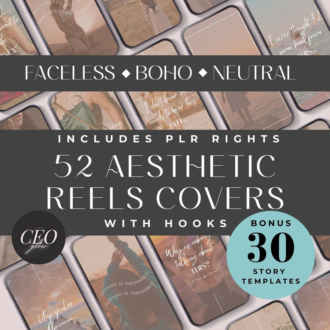 Faceless Instagram Reel Covers, PLR, Master Resell Rights, MRR, Done ...