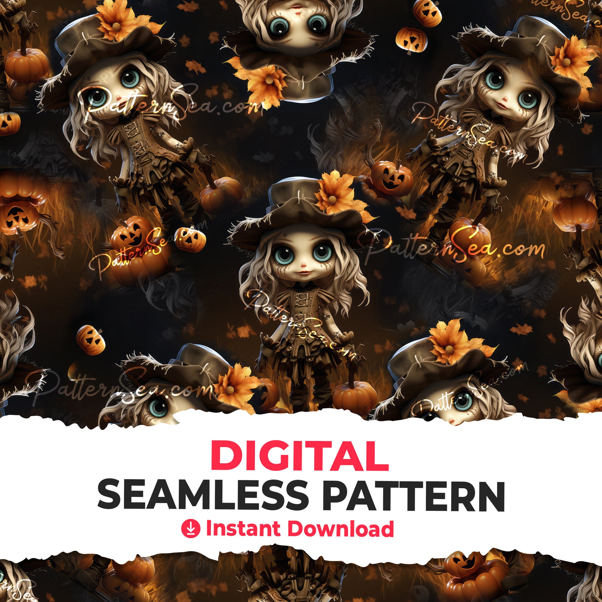 Scarecrow Digital Seamless Pattern File Papers Sublimation - Etsy