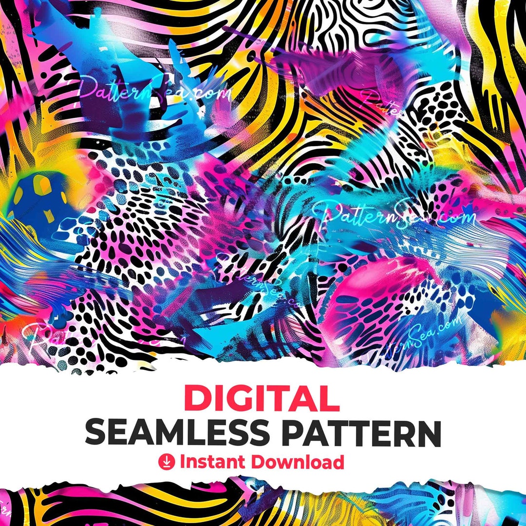 Colorful Zebra Seamless Printable Digital Pattern Paper Sublimation ...