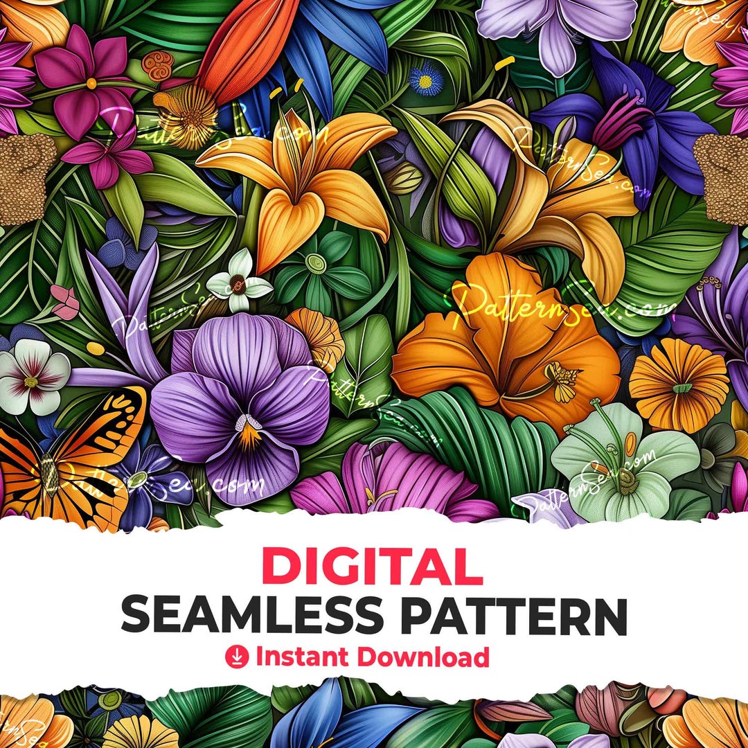 Floral Seamless Printable Digital Pattern Paper Sublimation Sublimate ...